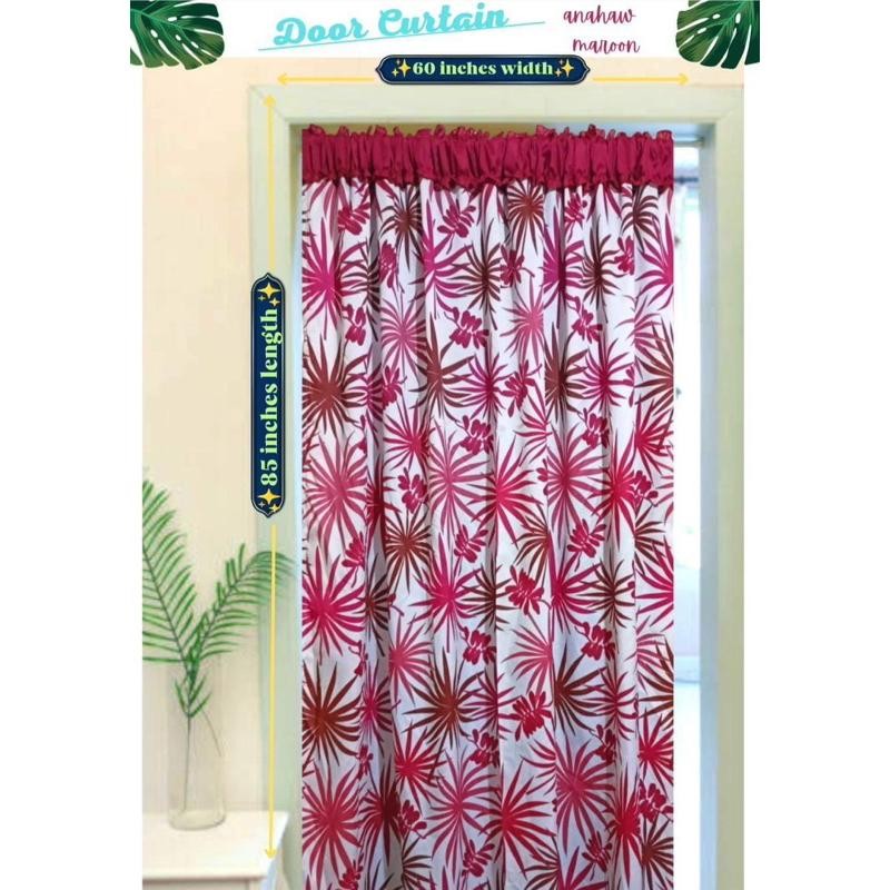 BRIGHT kurtina pangpinto Anahaw leaf design Door Size 7ft curtain ...
