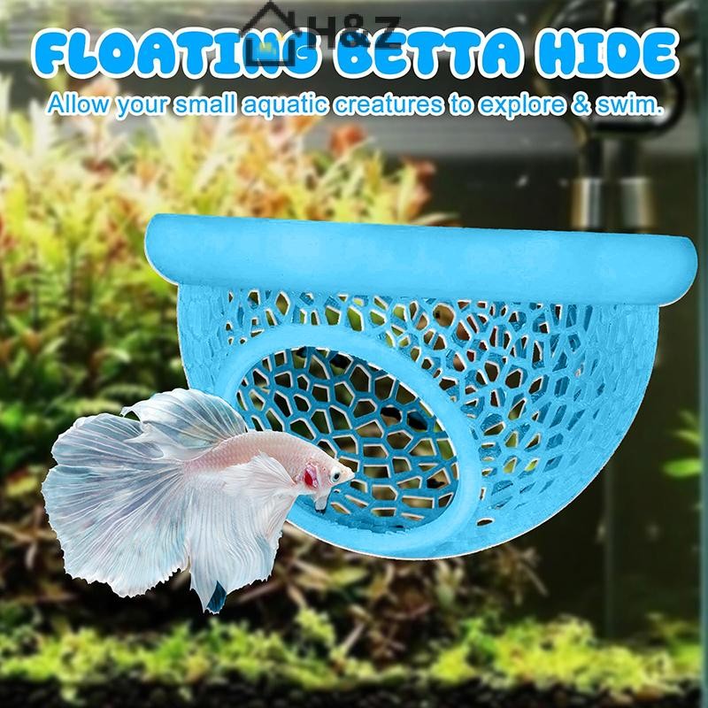 H&Z Floating Betta Hide & Shrimp Cave – 3-in-1 Aquarium Hammock ...