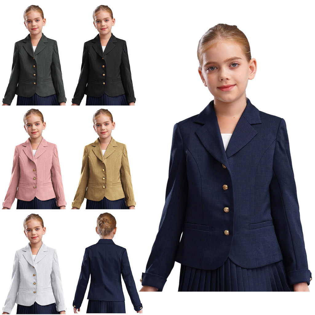 Jhaoyu Kids Girls School Uniform Lapel Long Sleeve Button Down Suit ...
