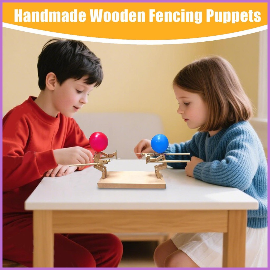 Fencing Puppets Whack a Balloon Game Wood Strategy Interactive Handmade ...