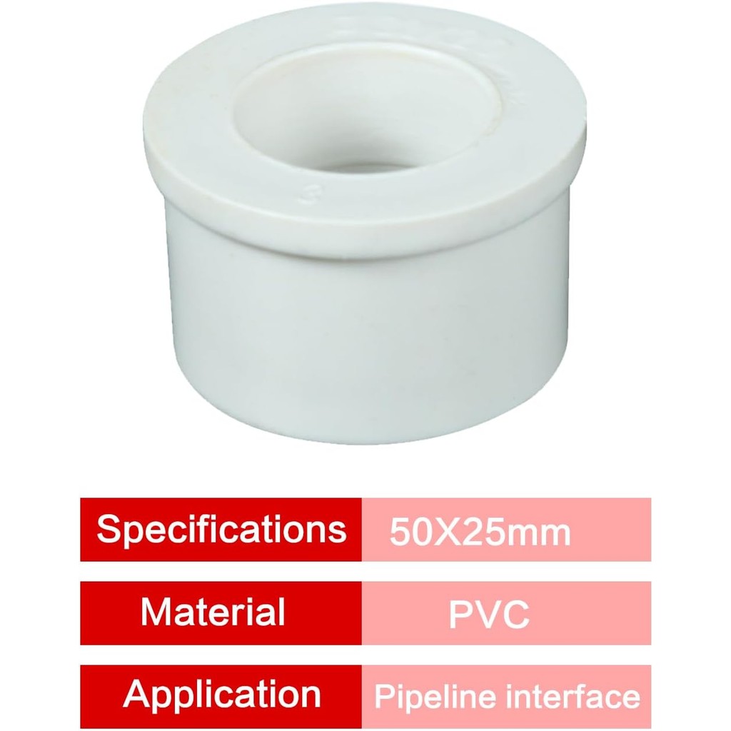 6Pcs 2"x 1" PVC DWV Reducing Bush Adapter,PVC Reducer Bushing, (Socket ...