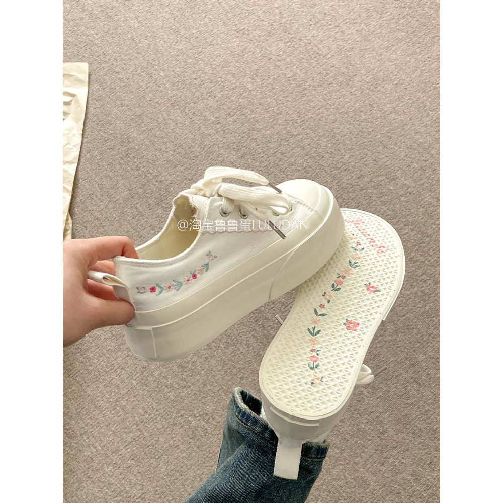 Ludan Women's Canvas Shoes - Thick Sole, Breathable Design, Embroidered ...
