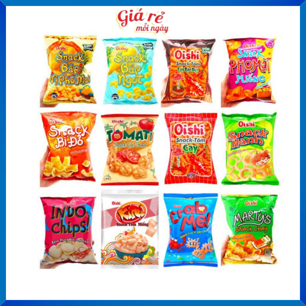 Combo of 10 packs of OISHI snacks of all flavors 3x grams CHEAP CAKES ...