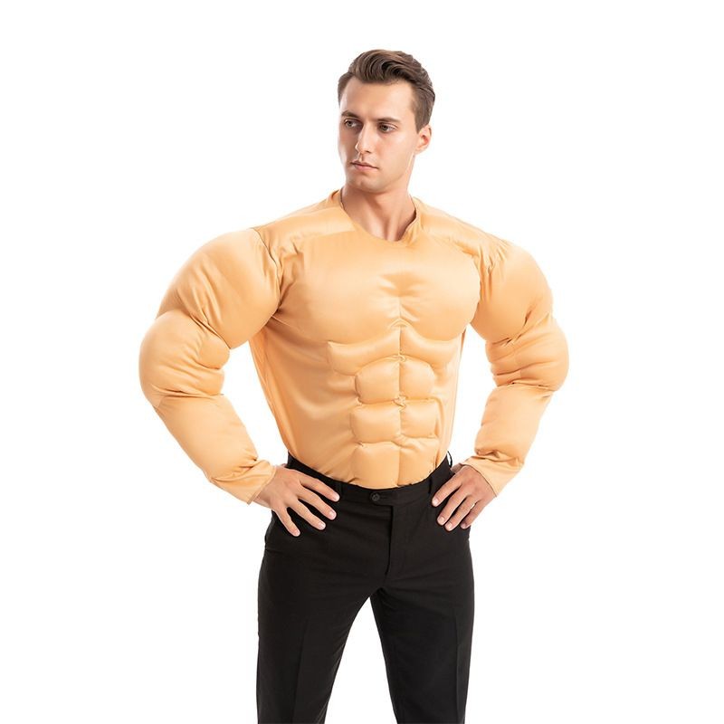 Muscular Man T-shirt Cos Fake Chest Muscles and Abdominal Muscles Funny ...