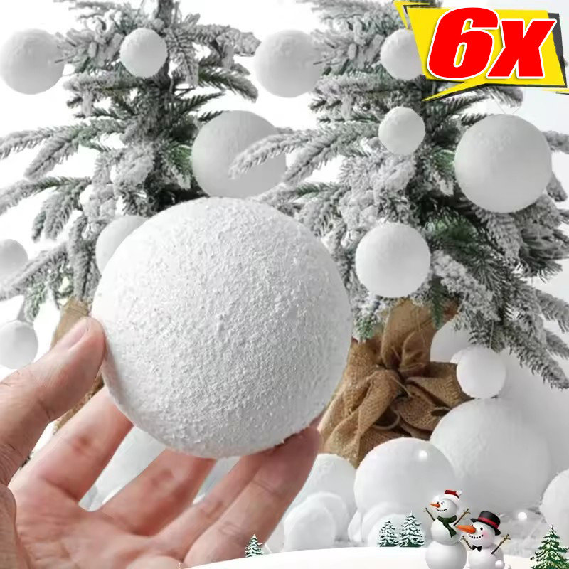 6Pcs 4/6/8cm White Christmas Balls Foam Snowballs Xmas Tree Hanging ...