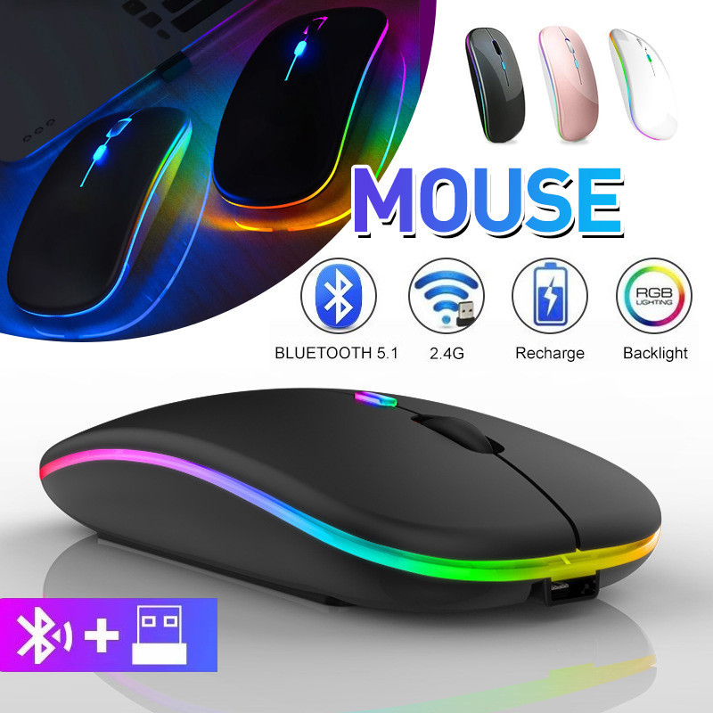 2.4Ghz Wireless Bluetooth Mouse Mice Receiver Backlit for Laptop/PC ...