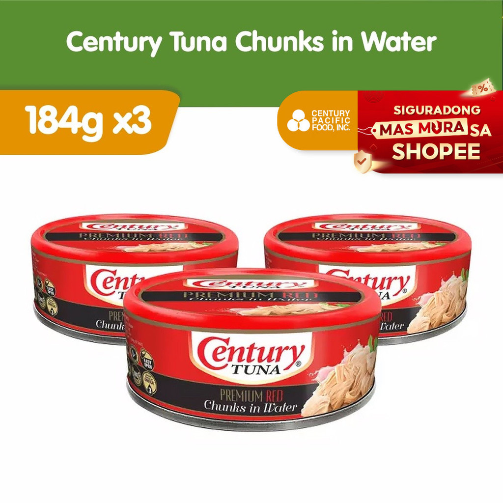 Century Tuna Premium Red Chunks in Water 184g (Pack of 3) - Protein ...