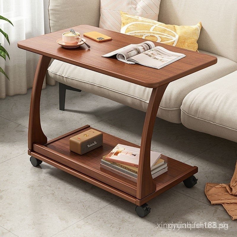 (In stock) Sofa Side Table Cabinet with Wheels, Movable Coffee Table ...