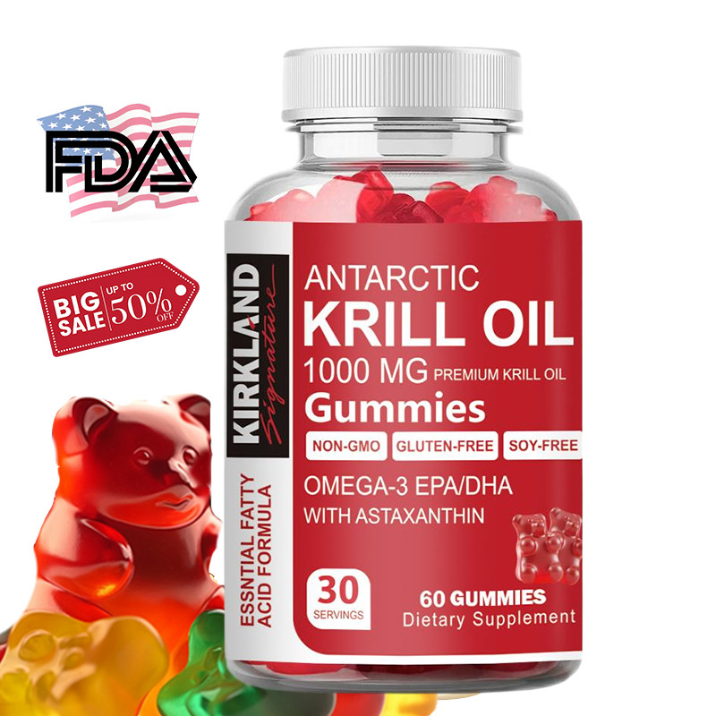 Krill Oil 1000mg Gummies 60pcs Rich in Omega-3 & Astaxanthin Supports ...