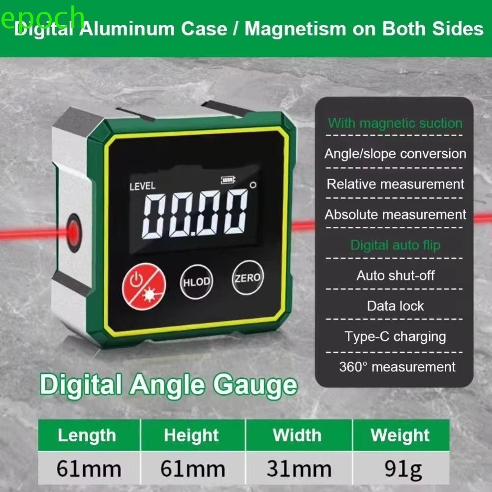 EPOCH Display Angle Gauge, Four Sided Digital Display Level Protractor ...