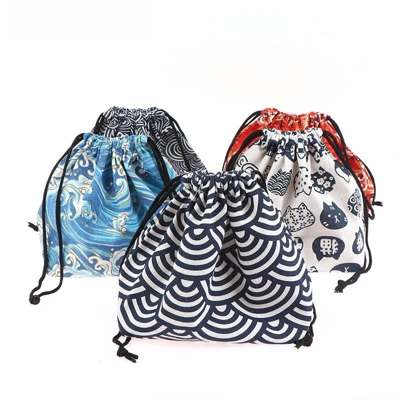 1 Japanese Drawstring Lunch Box, Travel Storage Bag, Picnic Portable ...