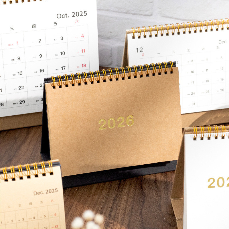 2026 Muji Style Desk Calendar Simple Theme Clock Card Office Message ...