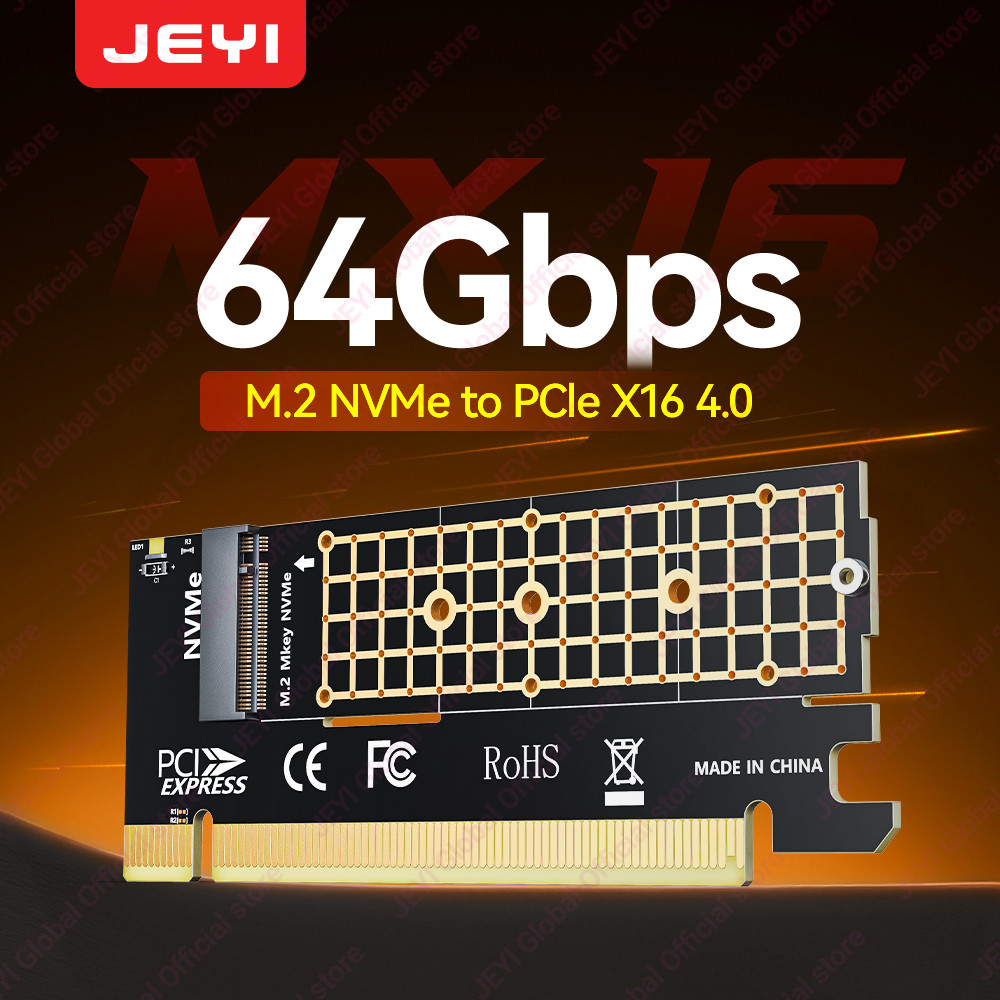 JEYI M.2 NVMe to PCIe 4.0 x16 Adapter Card,Supports 4TB SSD & 64Gbps ...