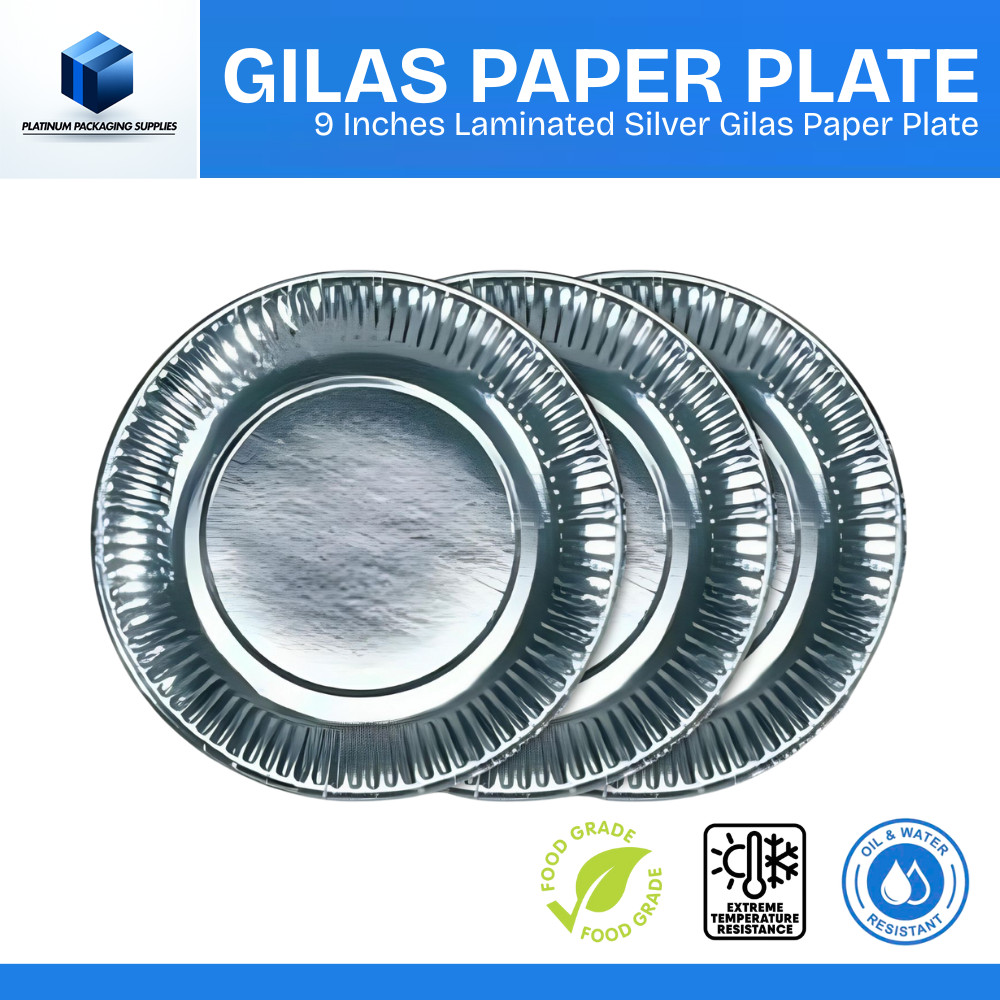 Platinum Paper Plates 50pcs 9" Paper Silver Round Plate Appetizer ...