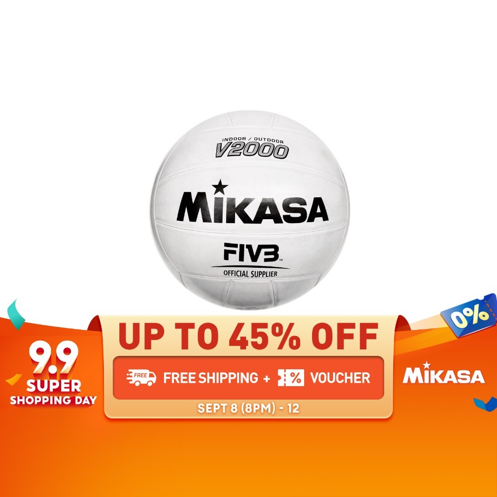 Mikasa V2000 Volleyball Size 5 with Rubber Cover (White) | Shopee ...