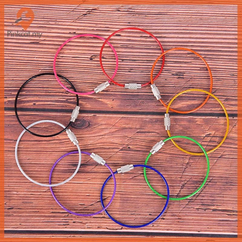Pinkcat Stainless Steel Wire Keychain Keyring Circle Rope Cable Loop ...