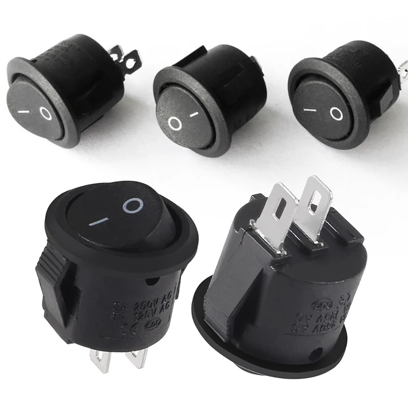 5/20pcs Round Rocker Power Switch 6A 250V 2 Pin 2 Position ON OFF Boat ...
