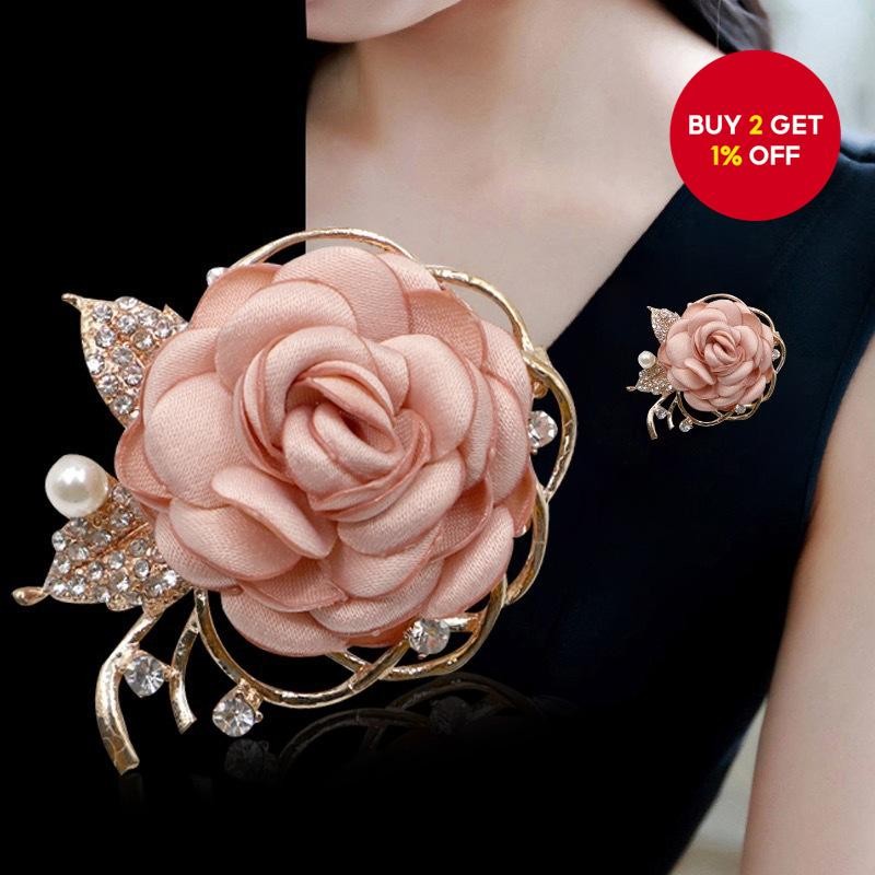 Luxury fabric rose brooch for women, vintage floral pin, stylish and ...