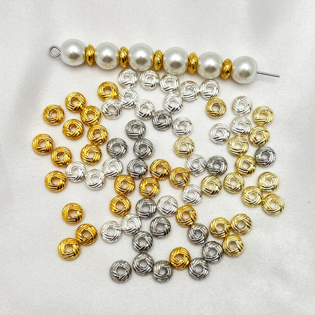 14K Gold-Covered Pineapple Knot Spacer Beads Twisted Loose DIY Making ...