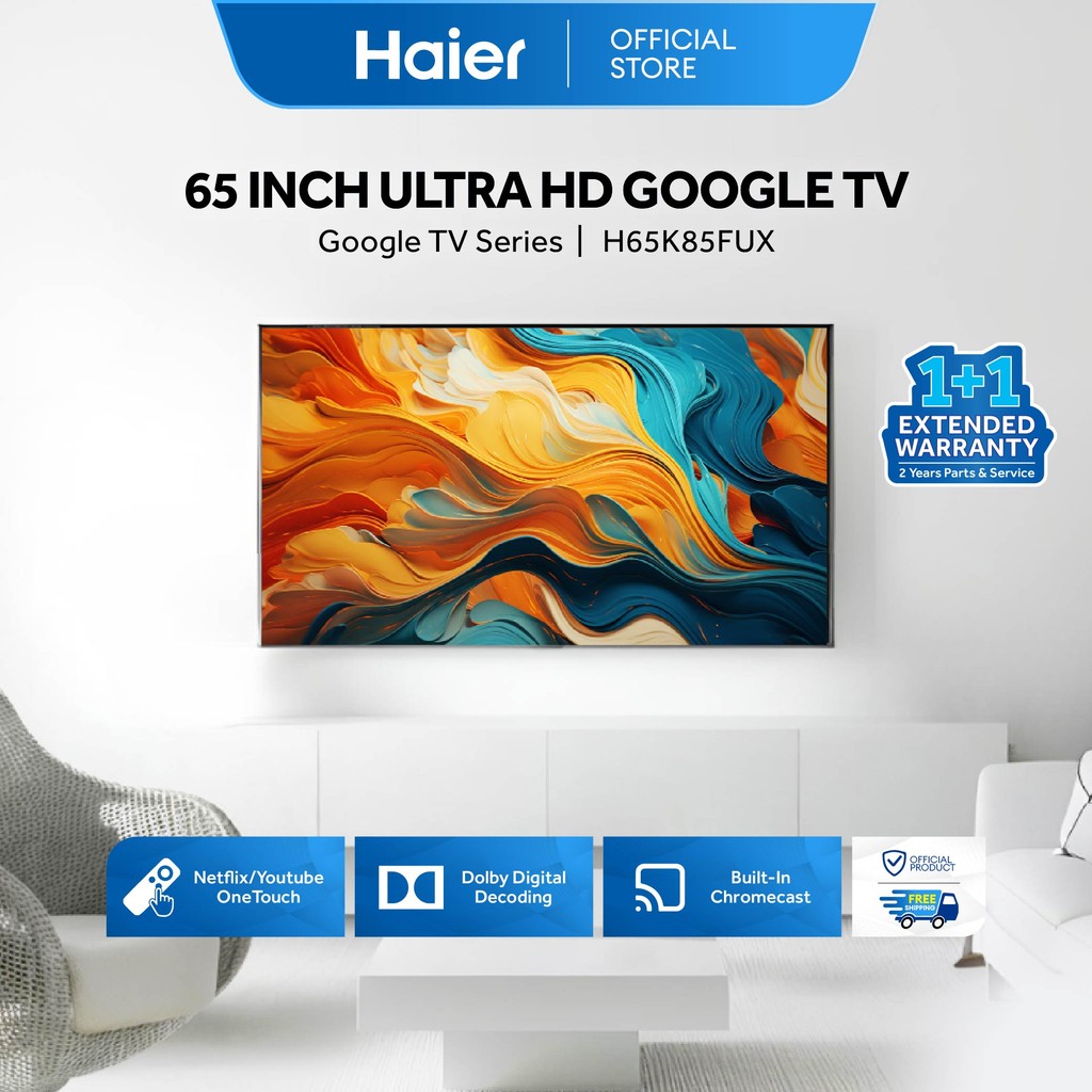 Haier H65K85FUX 65 Inch 4K UHD Googlt TV (Netflix & Youtube One Touch ...