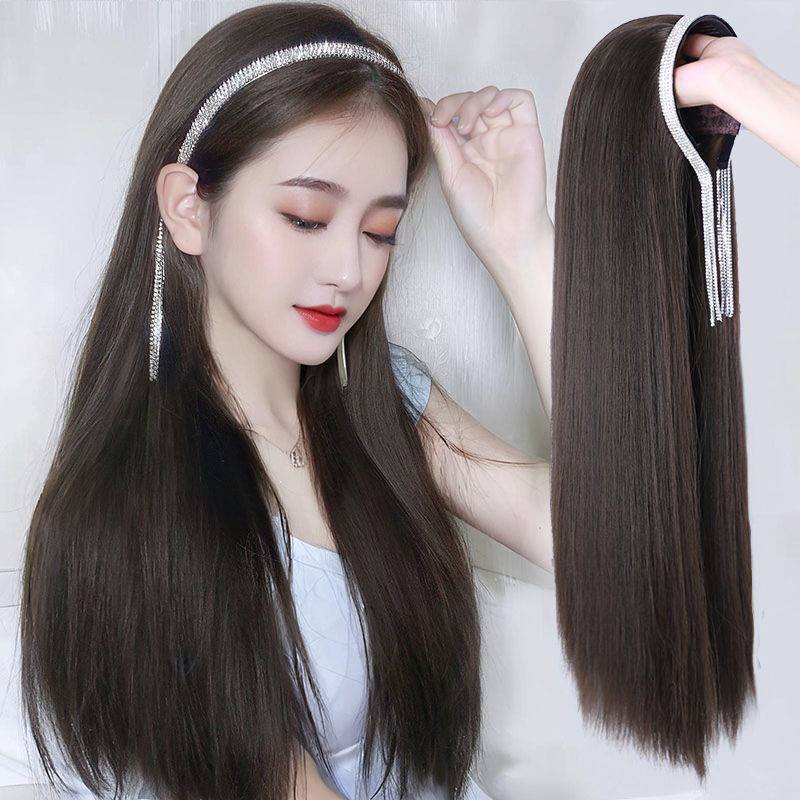 Anchor Half-cut Wig Half-cut Wig Seaside Photo Tassel Hair Hoop Wavy ...