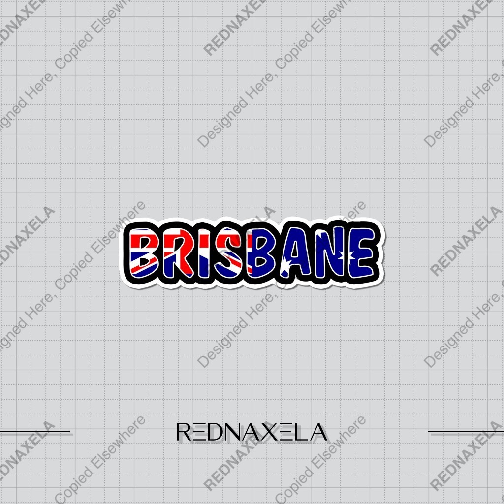 Stiker Vinyl Brisbane With Australian Flag Stiker Koper Outdoor Travel ...