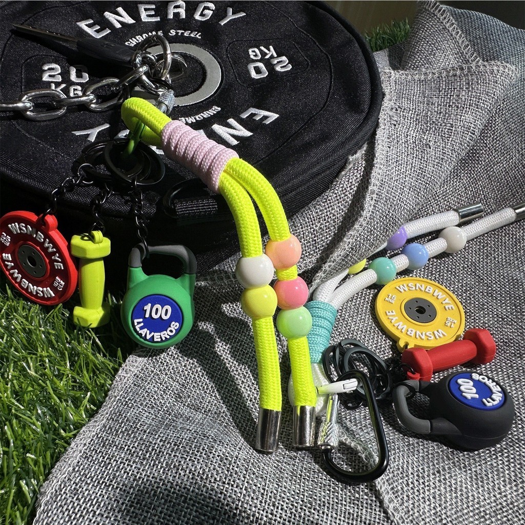 Cute Fitness Pendant Keychain Sports Barbell Plate Ornament Pendant ...