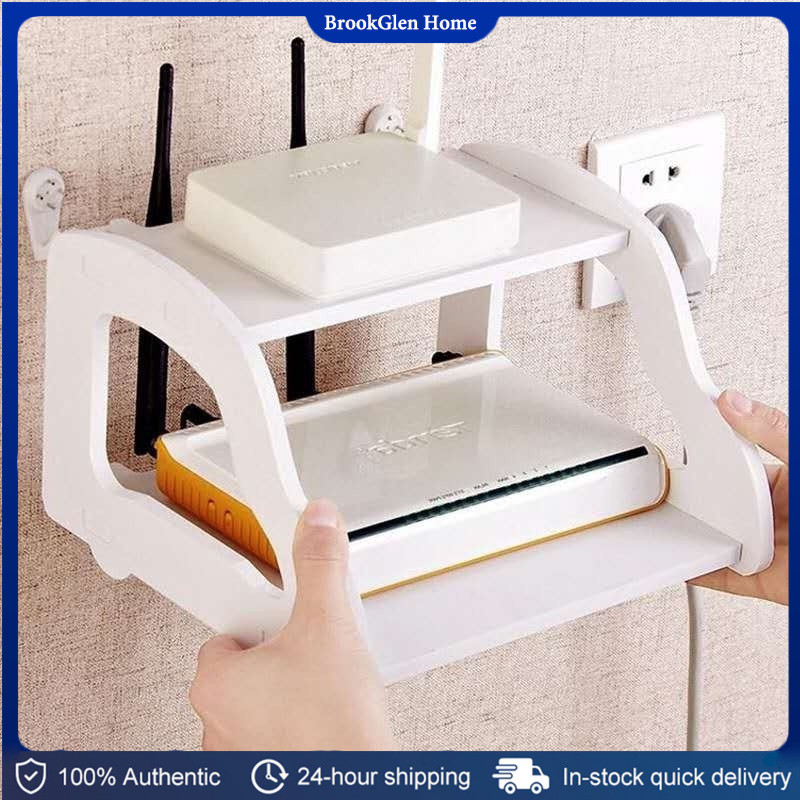 Wooden Wall Mounted Wifi Router Shelf Set-Top Box Bracket Storage Box ...