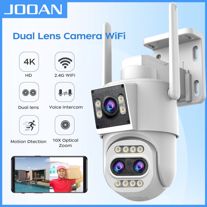 Jooan 8MP Outdoor Waterproof Three Lens Dual Views Wifi CCTV Camera 10X ...