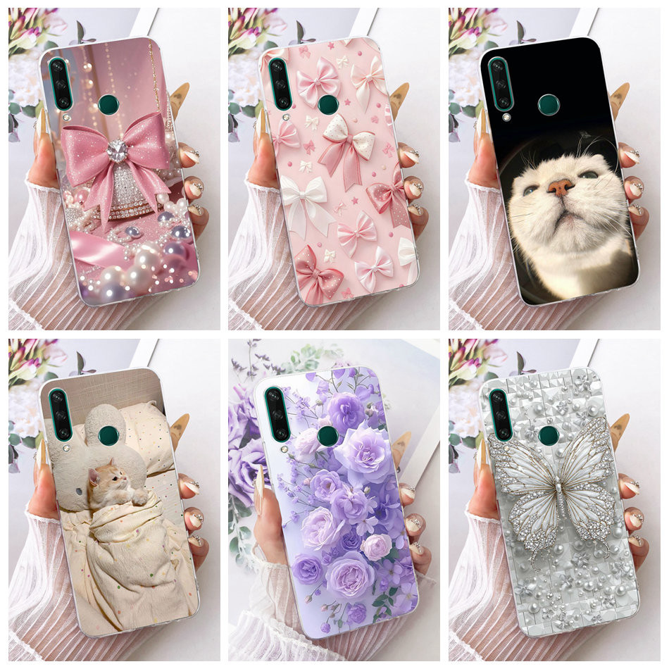 For Huawei Y6p MED-LX9 MED-LX9N New Elegant Floral Cat Painting Casing ...