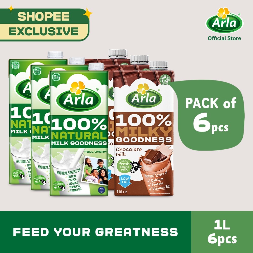 [Shopee Exclusive] Arla Full Cream Milk 1L and Arla Chocolate Milk 6 ...