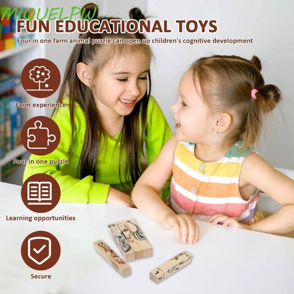 MIQUELPW Wooden Animal Puzzles, Wooden Matching Animal Theme Block ...