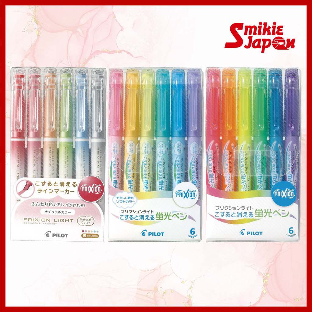 Pilot Frixion Light Erasable Highlighter Pen 6 Colors / Set Natural ...