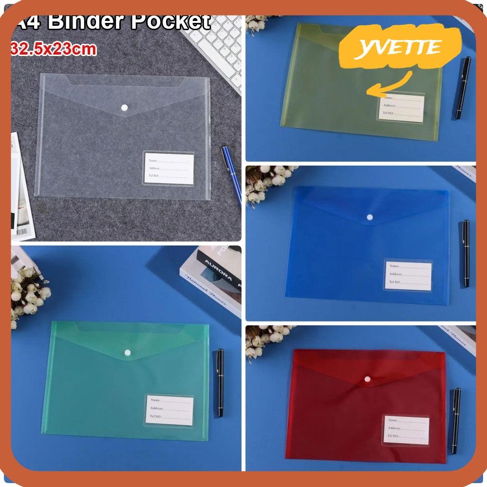 YVE 1Pcs A4 Binder Pocket, with Label Pocket Document Files Folders ...