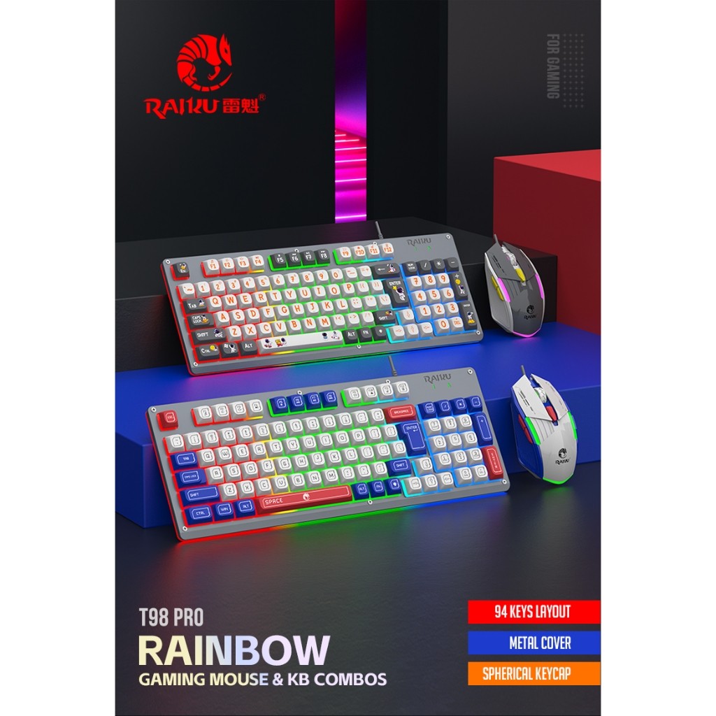 Zeus x RAIKU T98 PRO 94 Keys Metal Cover Rainbow Spherical Keycaps ...