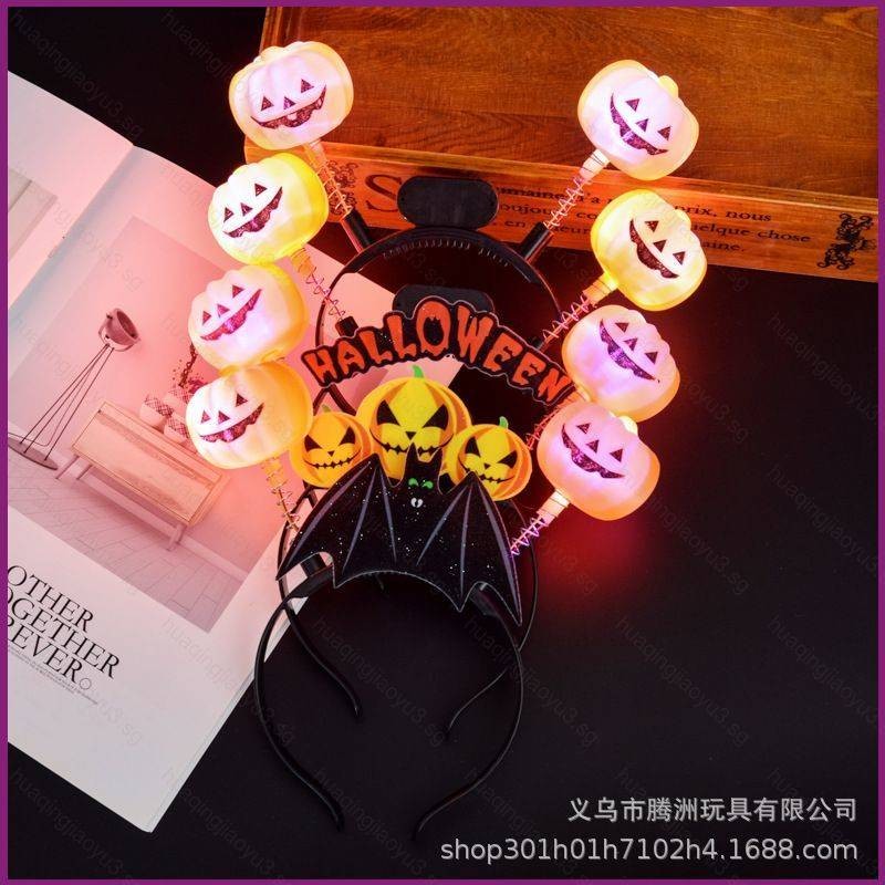 HQ3 Halloween Horror Party Pumpkin Headband Plastic Light up Head Clip ...