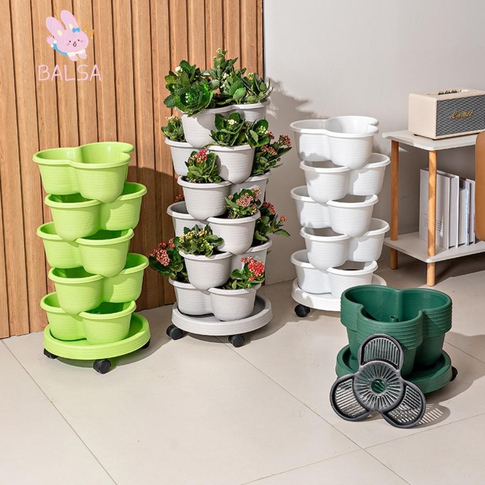 BALSA Stackable FlowerPot, Multi-layer with Movable Casters Flower Pot ...