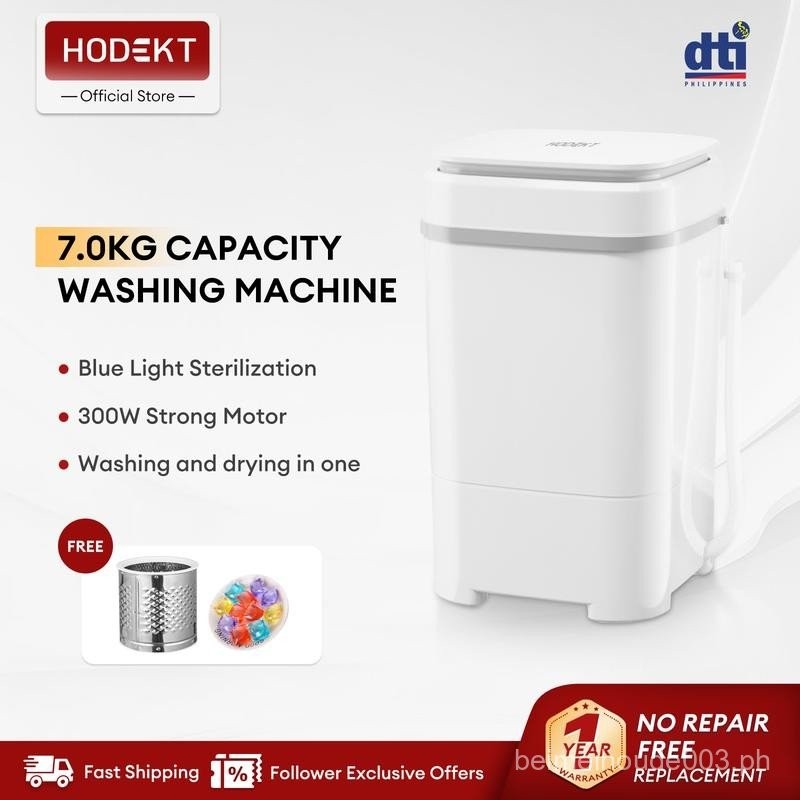 HODEKT 7kg Mini Washing Machine Blu-ray Sterilization Function 300W ...