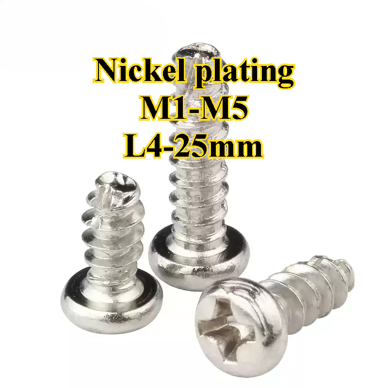 Nickel-Plated Round Head Flat Tail Self-Tapping Slotted Small Screw M1 ...