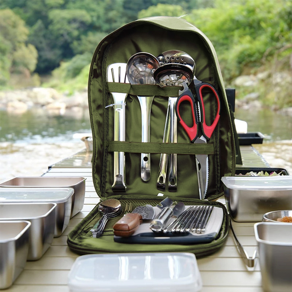 8 Pcs Camping Cooking Utensils Set Stainless Steel Camping Cooking Set ...