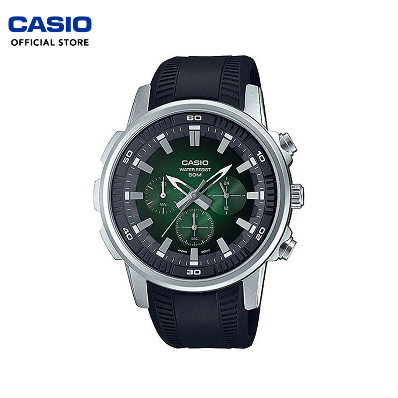 Casio (MTP-E505-3AVDF) Black Resin Strap 50 Meter Chronograph Watch for ...