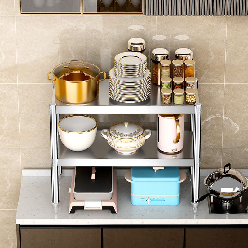Two-Tier Storage Rack Rice Cooker Rack Two-Tier Kitchen Stainless Steel ...