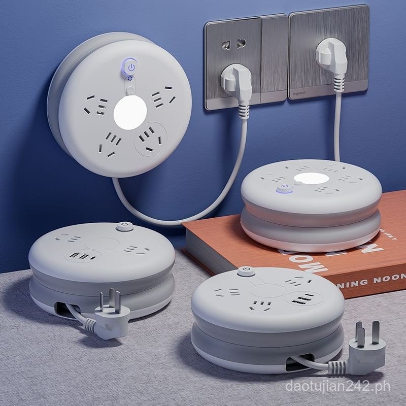 Retractable Cord Socket Long Cord Socket with USB Power Strip Multi ...