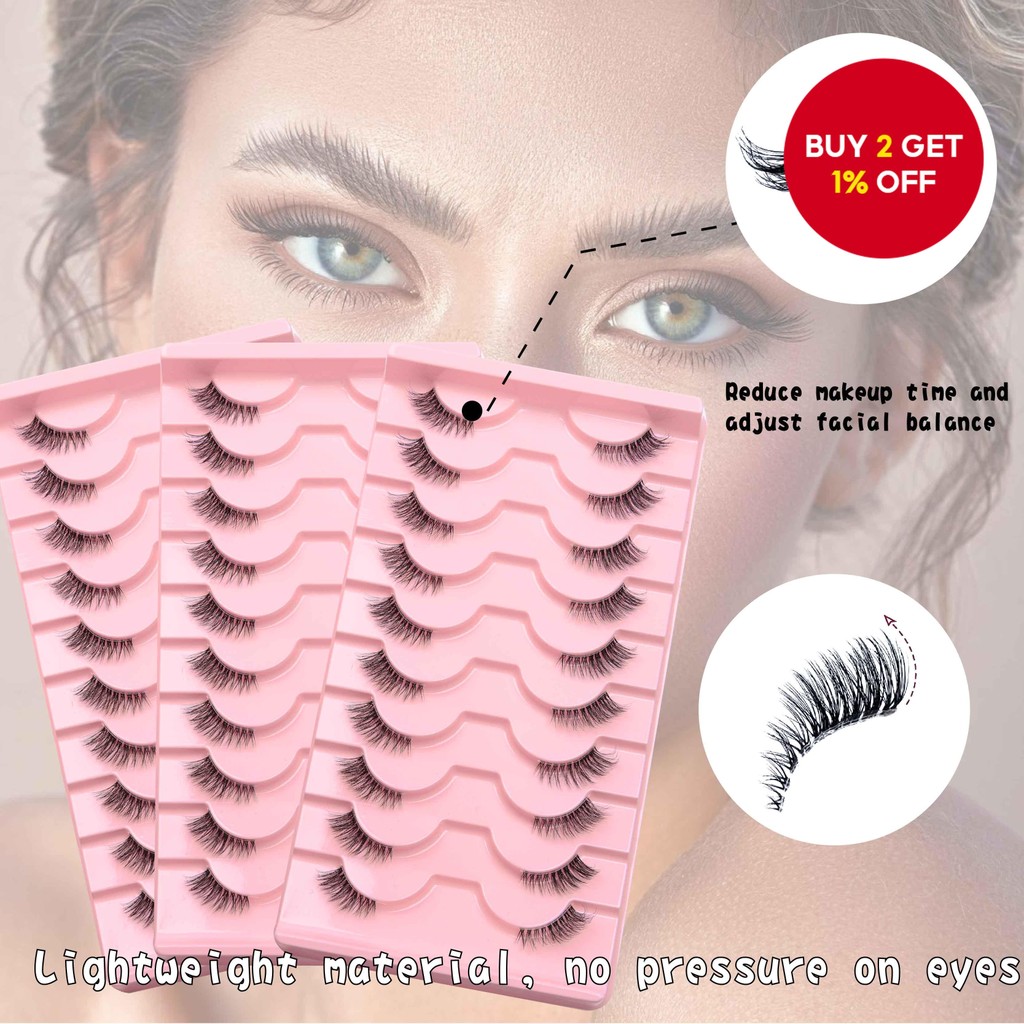 Natural False Eyelashes Curled Soft And Delicate Half Eye Cross Fluffy ...