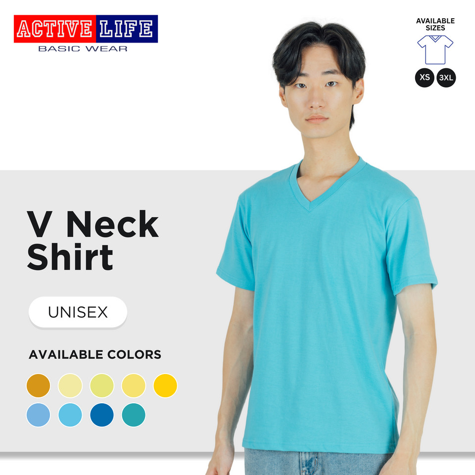 Active Life V-neck Basic Shirts Comfortable Minimalist Plain V-Neck ...