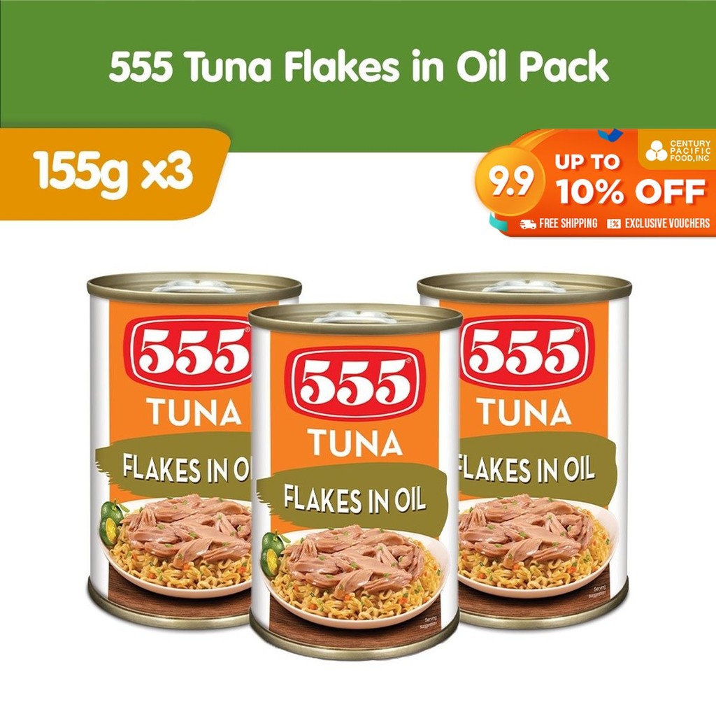 555 Tuna Flakes in Oil 155g (Pack of 3) - Healthy, High Protein, Vit A ...