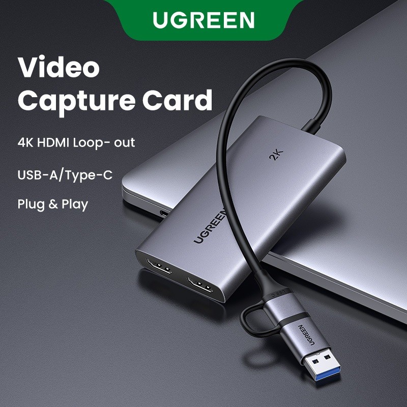 UGREEN 2 IN 1 HDMI to USB Video&Audio Capture Card 4K 30Hz Loop-out 2K ...