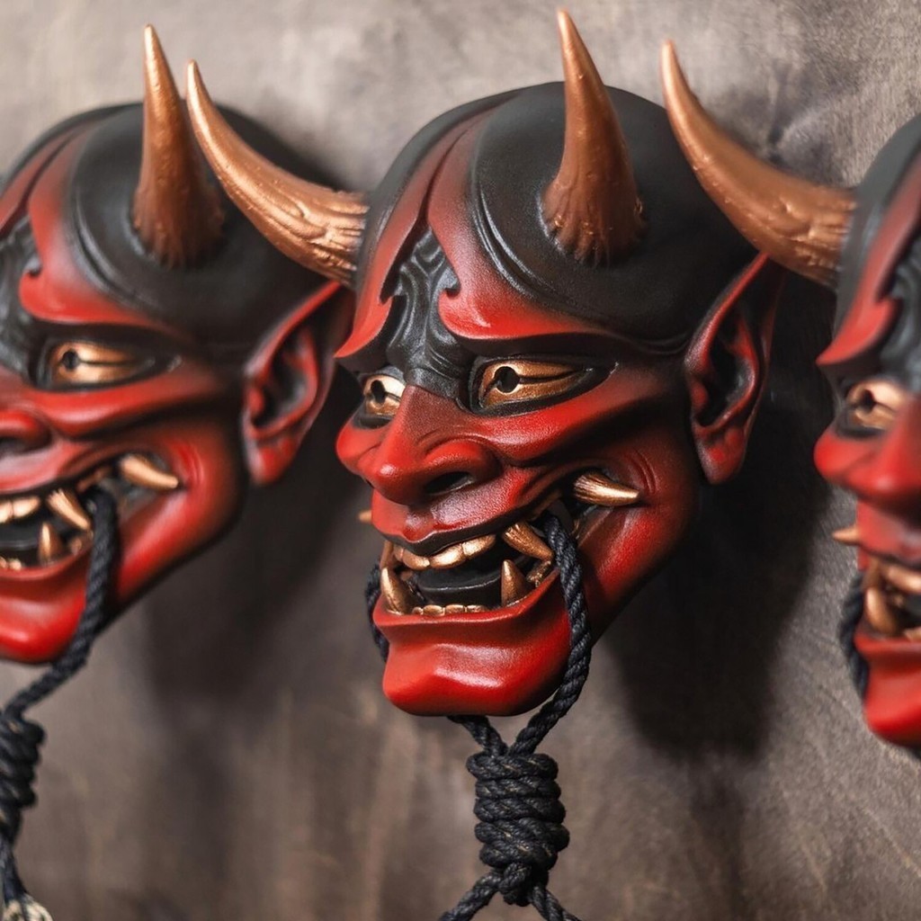§ Japanese Prna Latex Mask Cosplay Samurai Noh Kabuki Assassin Demon ...