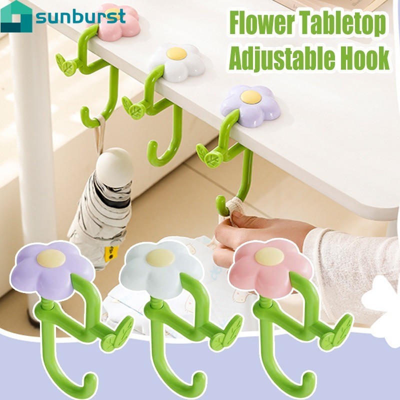 1/2/3Pcs Flower Shaped Tabletop Adjustable Hook - Durable Desk Side ...