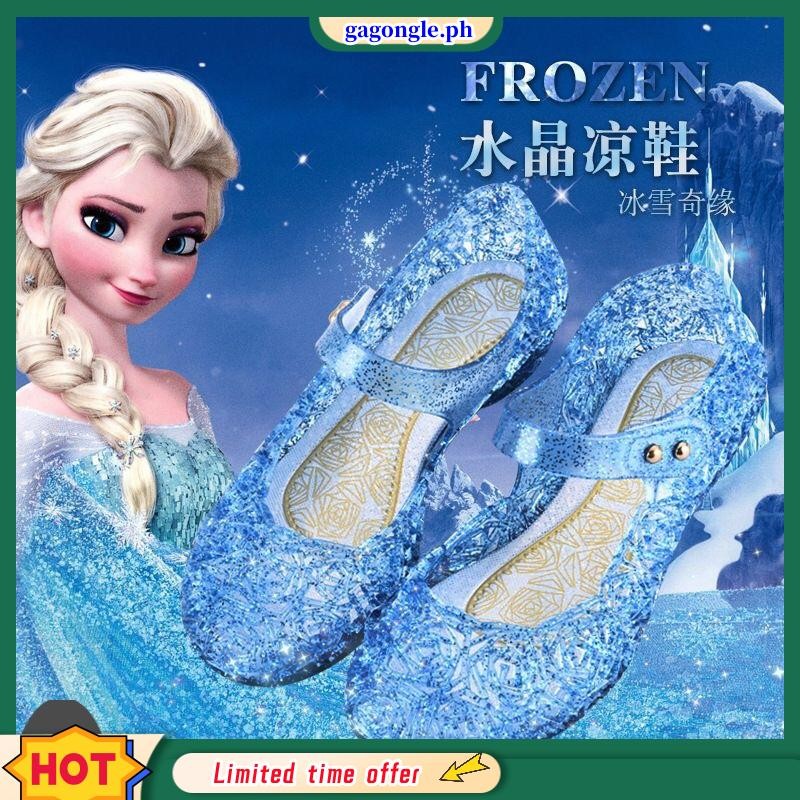 3 Colors Kids Girls Crystal Jelly Sandals Cinderella Elsa Anna Sofia ...